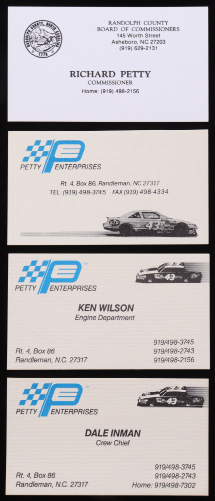 Collection of Petty Enterprises Original Business Cards with Dale Inman ...