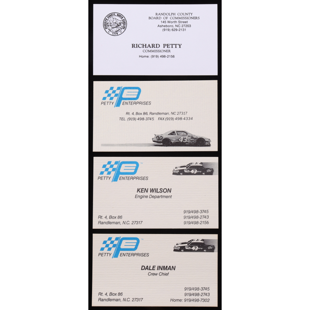 Collection of Petty Enterprises Original Business Cards with Dale Inman ...