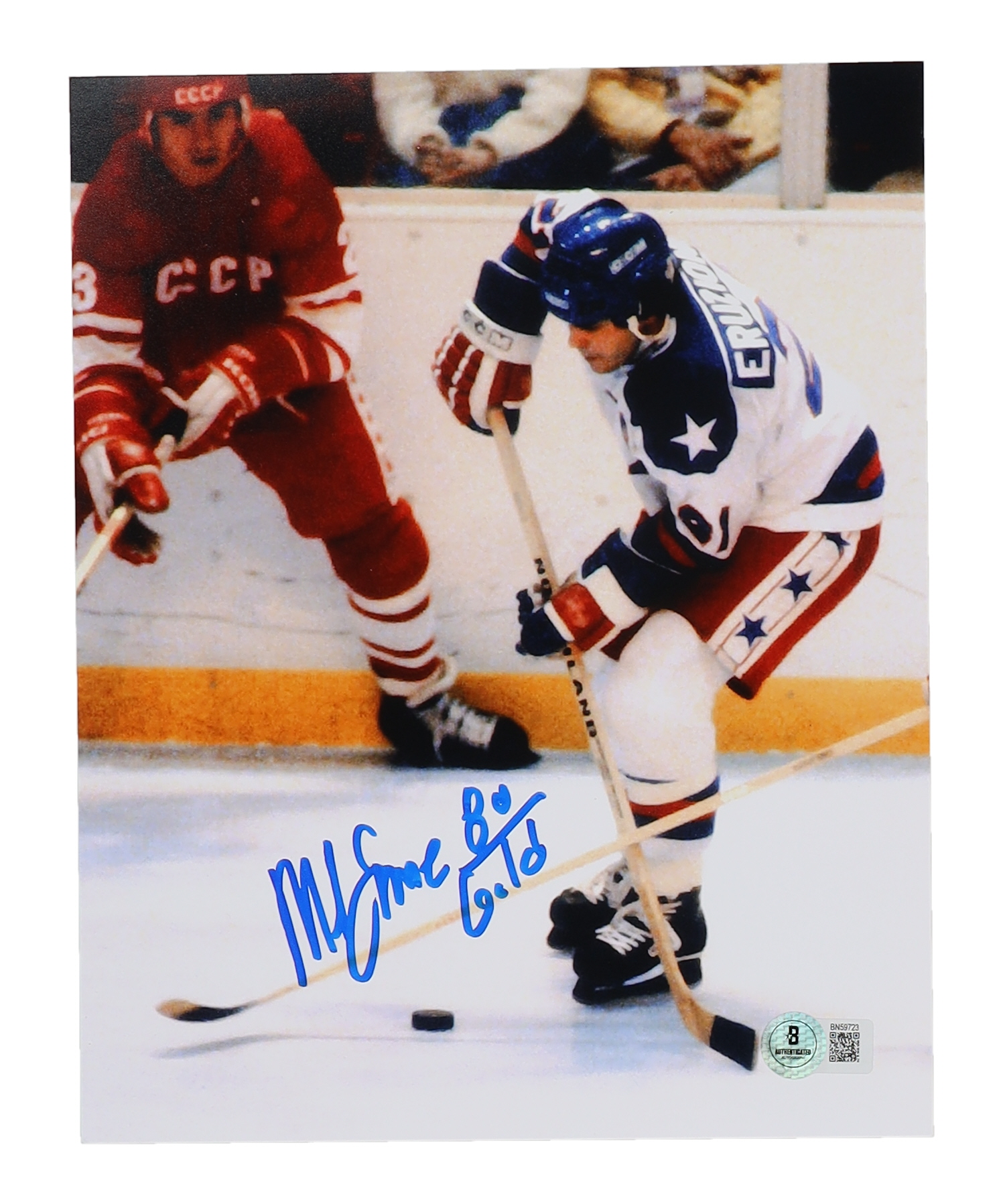 Mike Eruzione Signed Team USA 8x10 Photo Inscribed "80 Gold" (Beckett ...