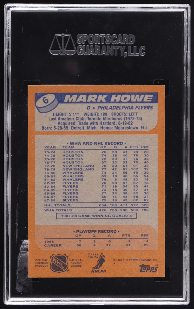 Mark Howe Signed 1988-89 Topps #6 DP (SGC) | Pristine Auction