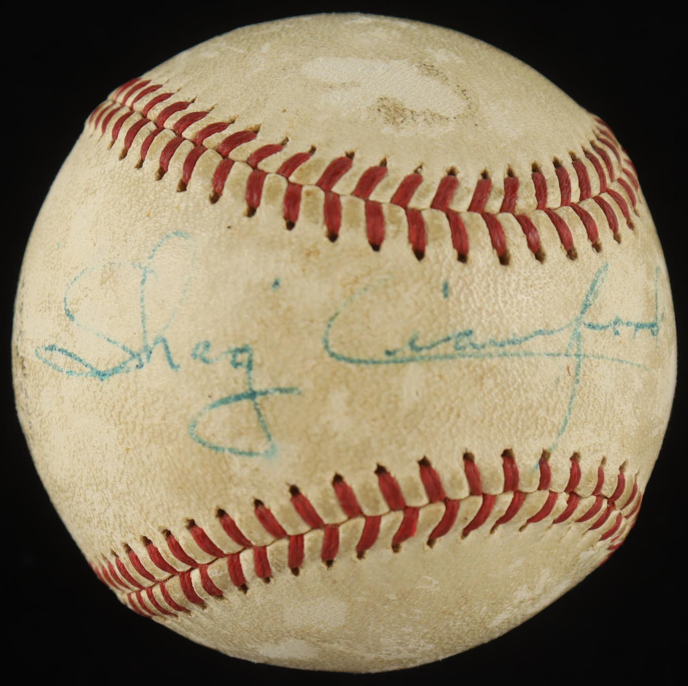 Shag Crawford Signed ONL Baseball Inscribed "Go For The Long Ball" With ...