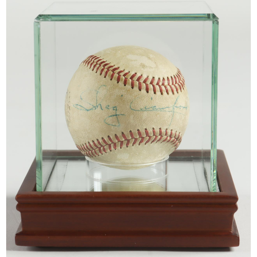 Shag Crawford Signed ONL Baseball Inscribed "Go For The Long Ball" With ...