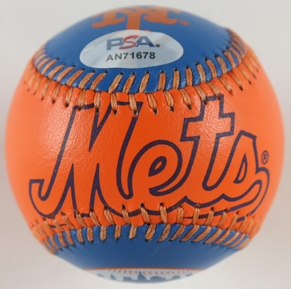Nolan Ryan Signed Mets Logo Spinneybeck Vintage Baseball With Display ...
