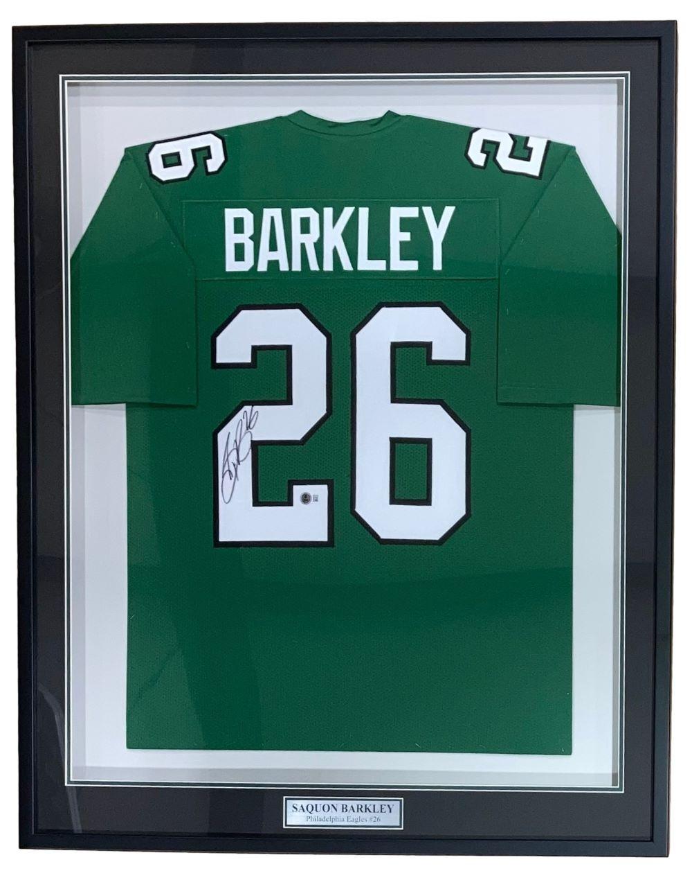 Saquon Barkley Signed Custom Framed Jersey (Beckett) | Pristine Auction