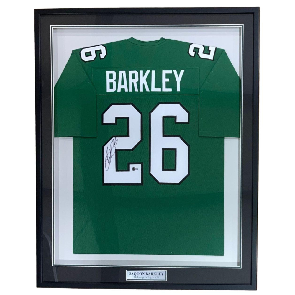 Saquon Barkley Signed Custom Framed Jersey (Beckett) | Pristine Auction