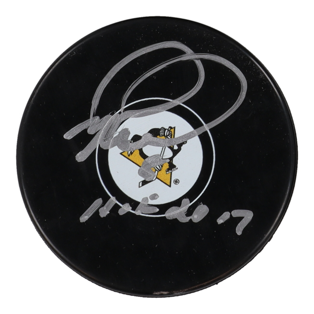 Mark Recchi Signed Penguins Logo Hockey Puck Inscribed "HOF 2017 ...