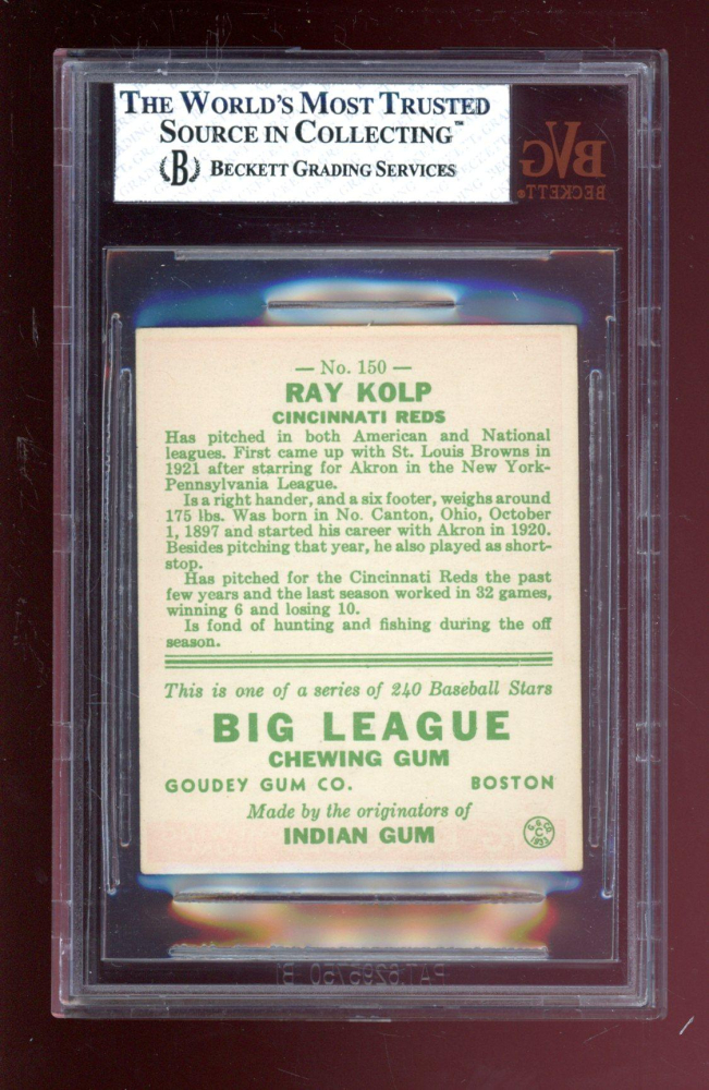 Ray Kolp 1933 Goudey #150 (BVG 5.5) | Pristine Auction