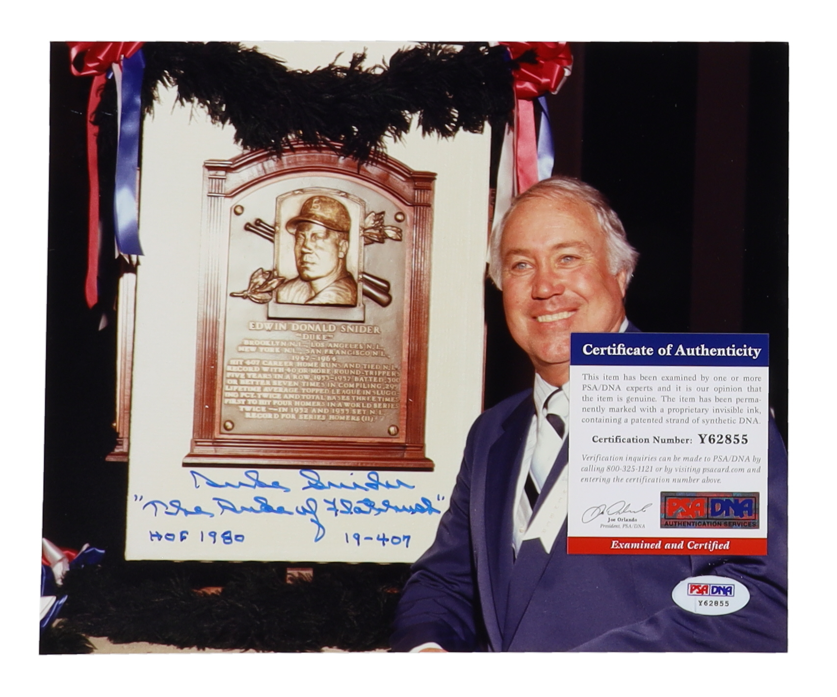 Duke Snider Signed HOF 8x10 Photo Inscribed "The Duke of Flatbush ...