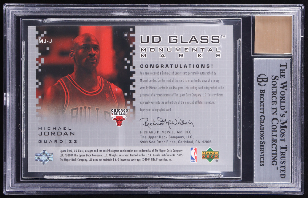 Michael Jordan 2003-04 UD Glass Monumental Marks #MJJ (BGS 9 ...