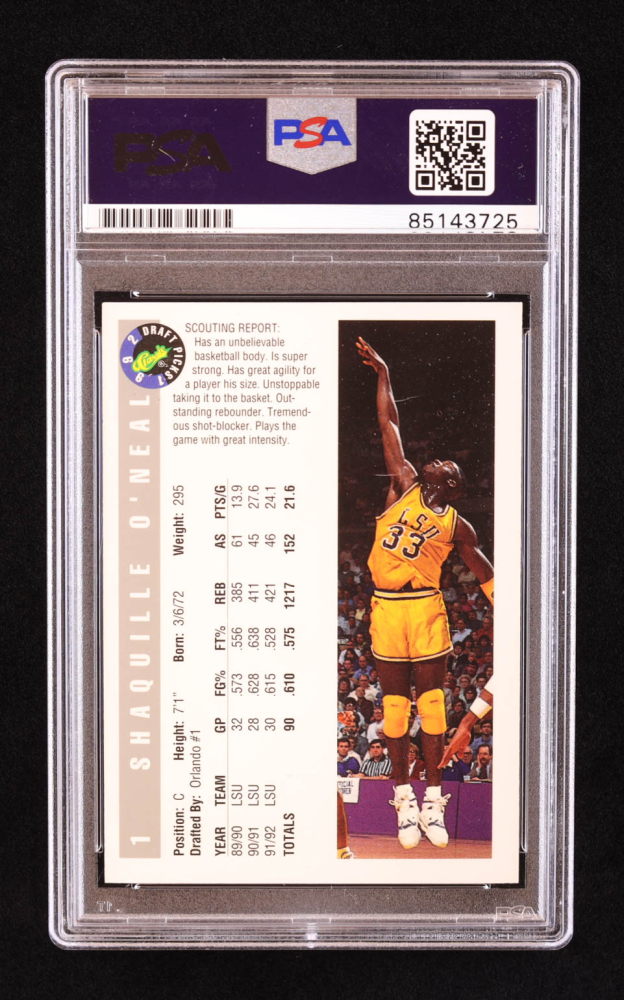 Shaquille O'Neal Signed 1992 Classic #1 RC (PSA | Autograph Grade 10 ...