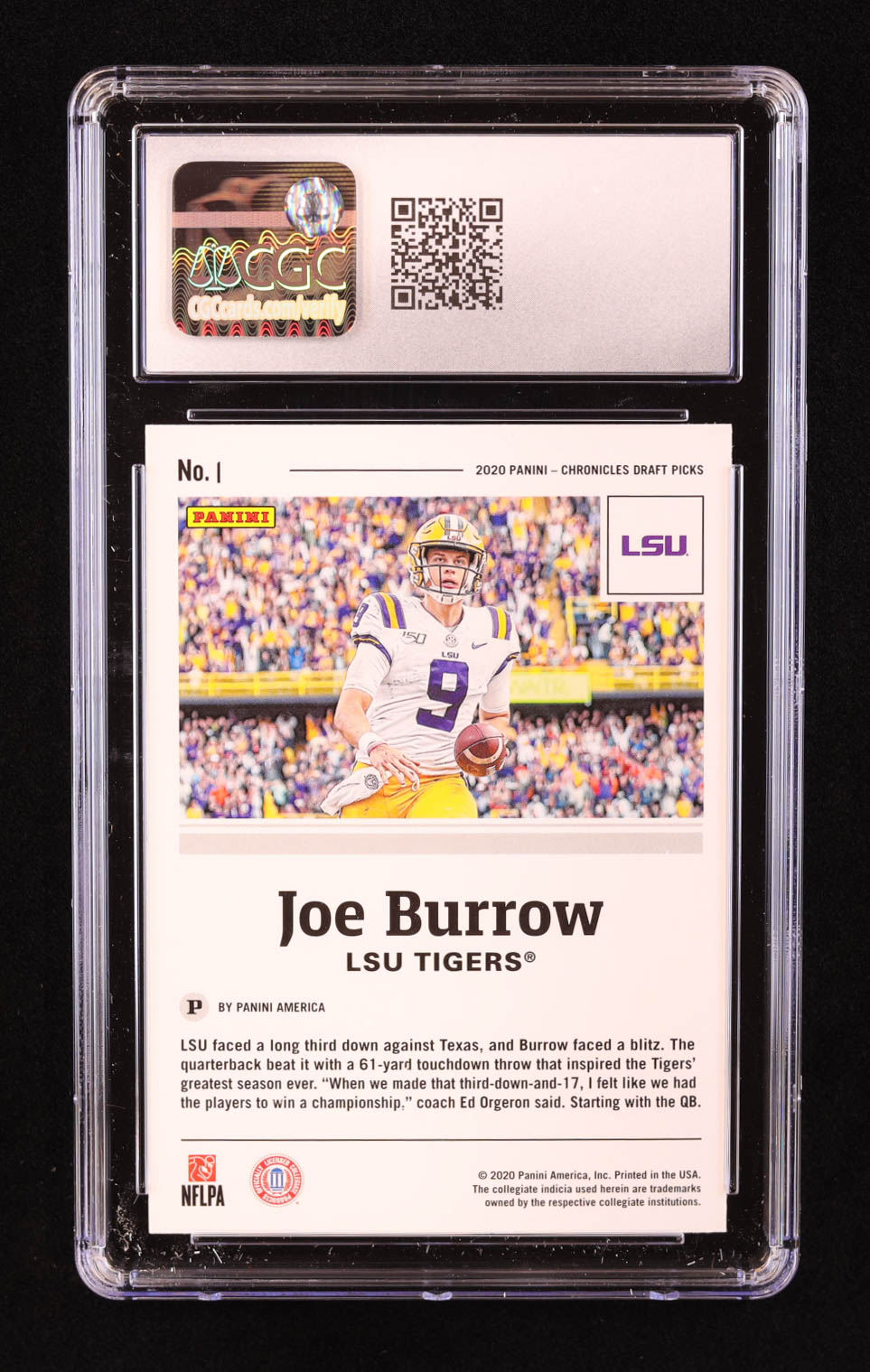 Joe Burrow 2020 Panini Chronicles Draft Picks #1 RC (CGC 9) | Pristine ...