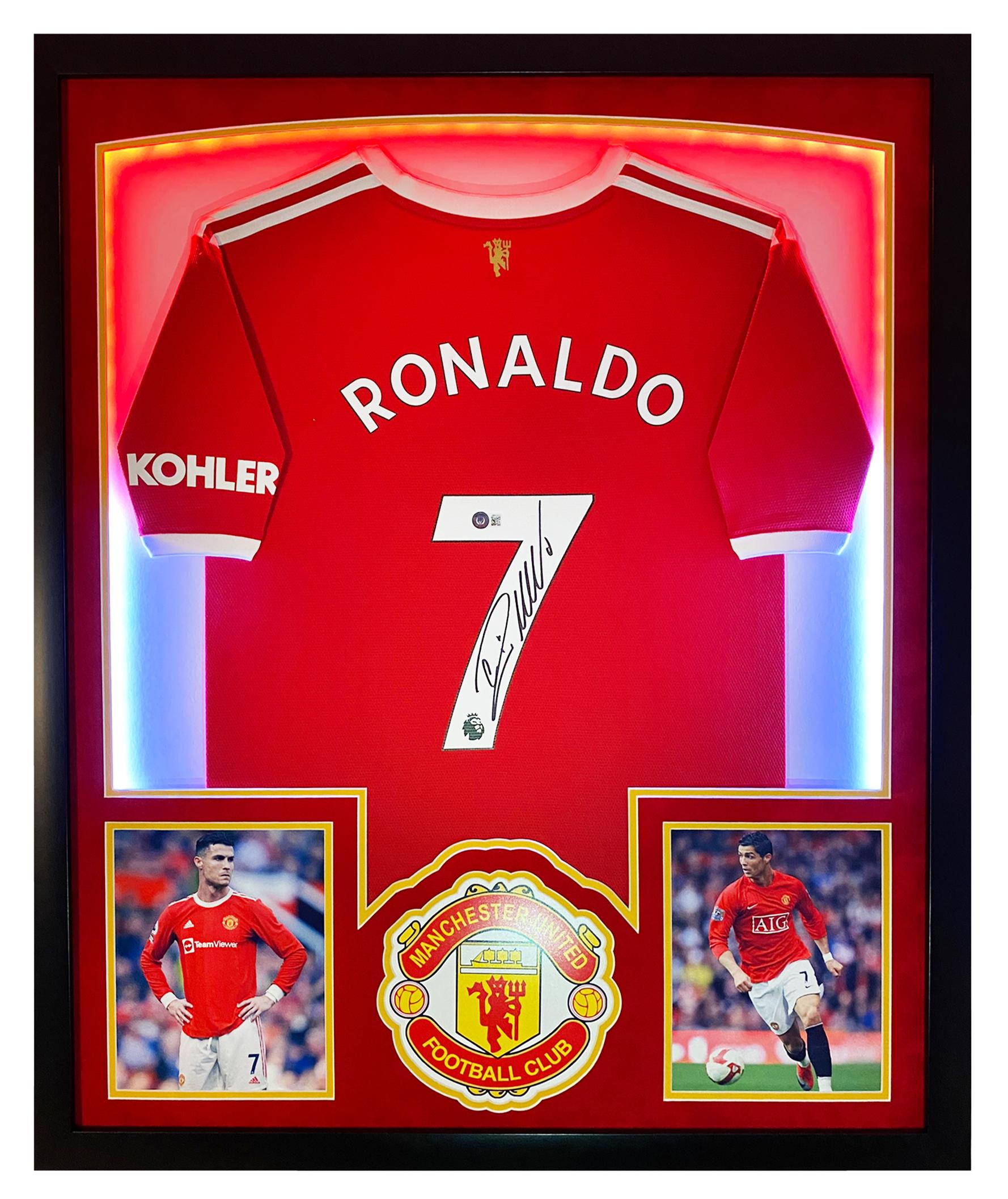 Cristiano Ronaldo Signed Manchester United Custom Framed LED Jersey ...