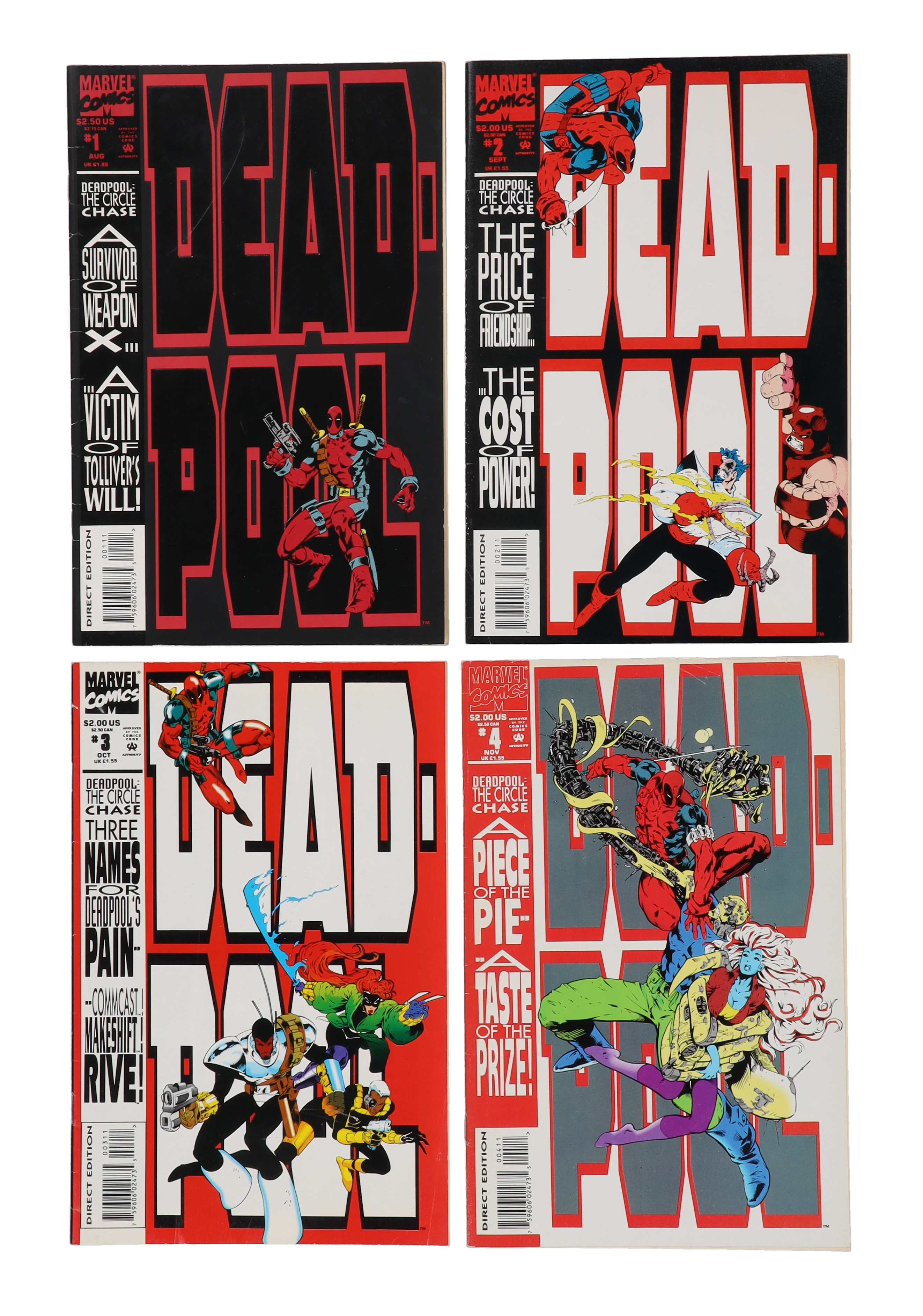 Complete Set of (4) 1993 "Deadpool: The Circle Chase" Issue #1-4 Marvel ...