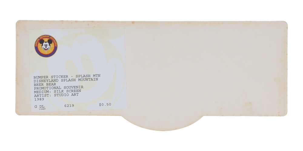 1989 "Splash Mountain" Disneyland Bumper Sticker | Pristine Auction