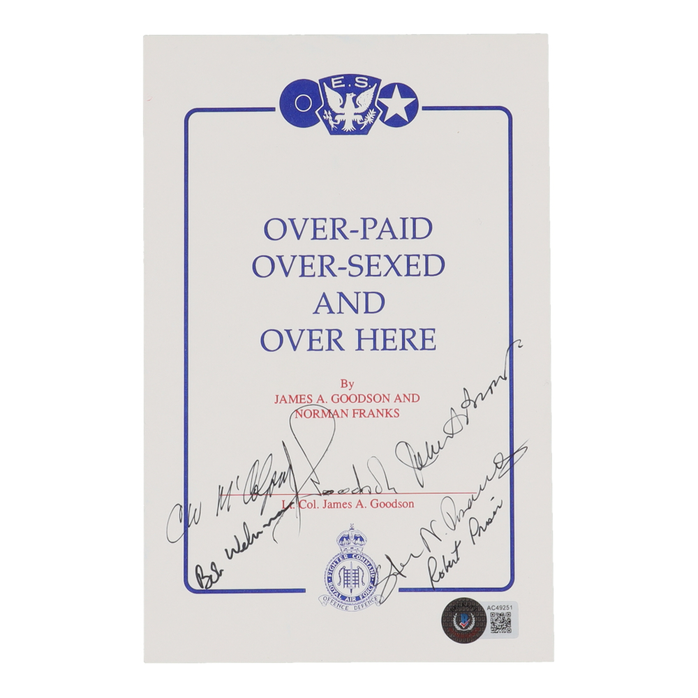 WWII Fighter Aces Bookplate Signed by (6) with Bob Wehmen, Steve ...