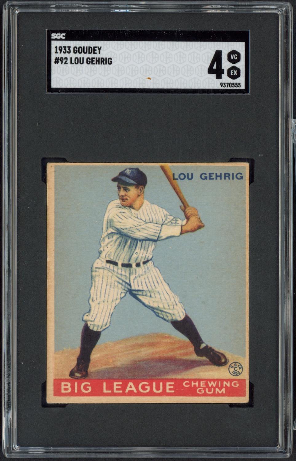 Lou Gehrig 1933 Goudey #92 (SGC 4) | Pristine Auction