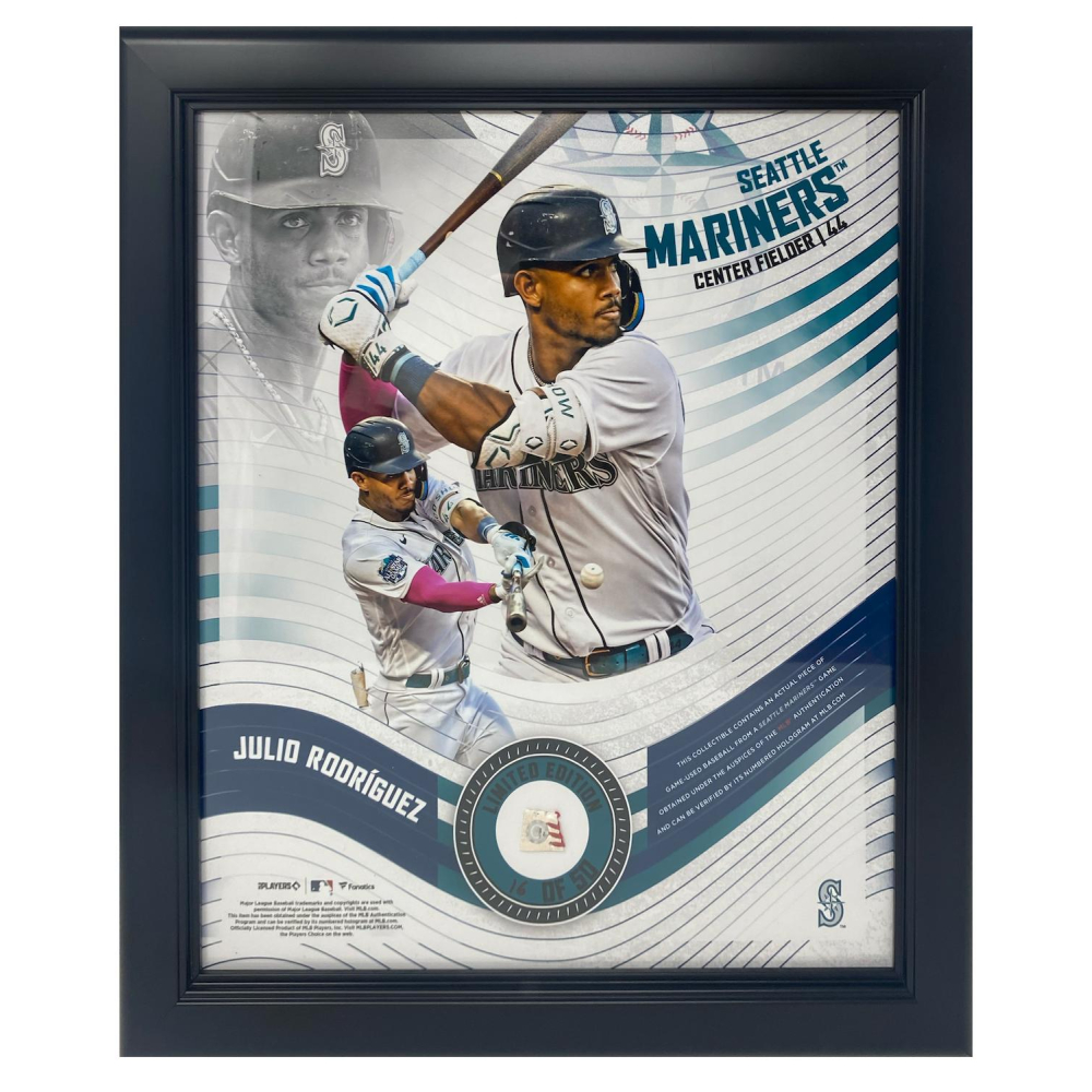 Julio Rodriguez Mariners LE Custom Framed Photo Display with Piece of ...