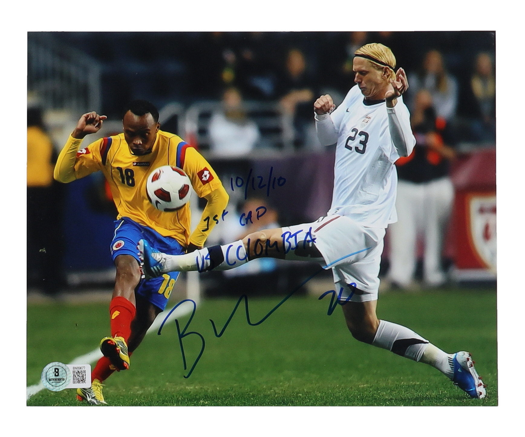 Brek Shea Signed Team USA 8x10 Photo Inscribed "10/12/10 1st Cap ...