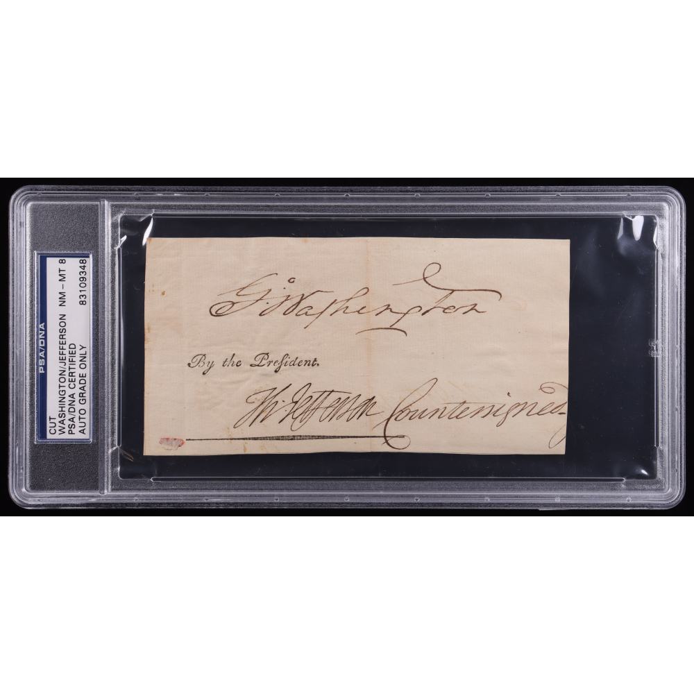 George Washington & Thomas Jefferson Dual-Signed 1794 3x6 Cut (PSA ...