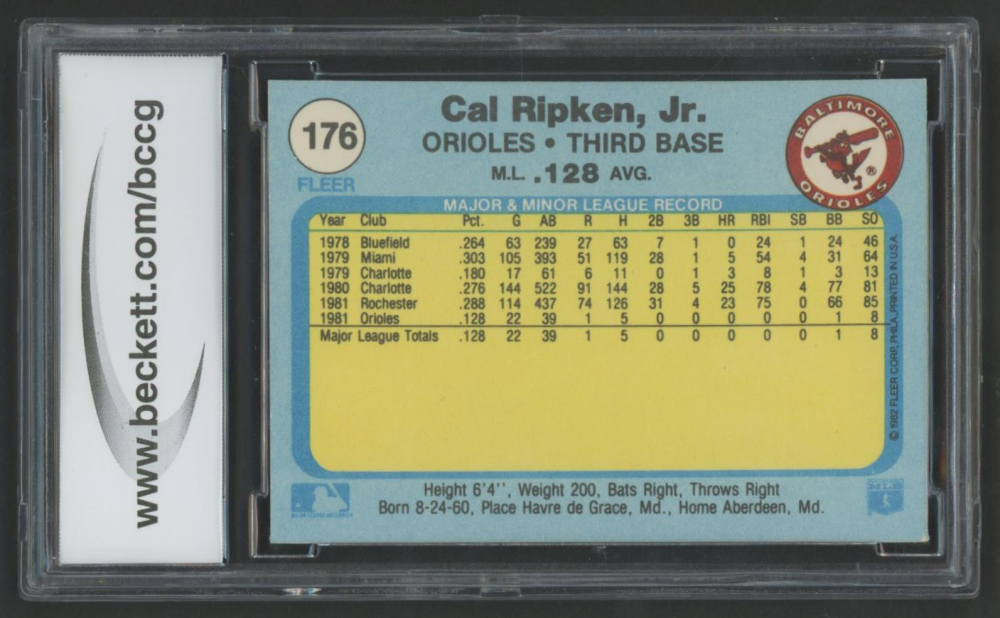 Cal Ripken Jr. 1982 Fleer #176 RC (BCCG 9) | Pristine Auction