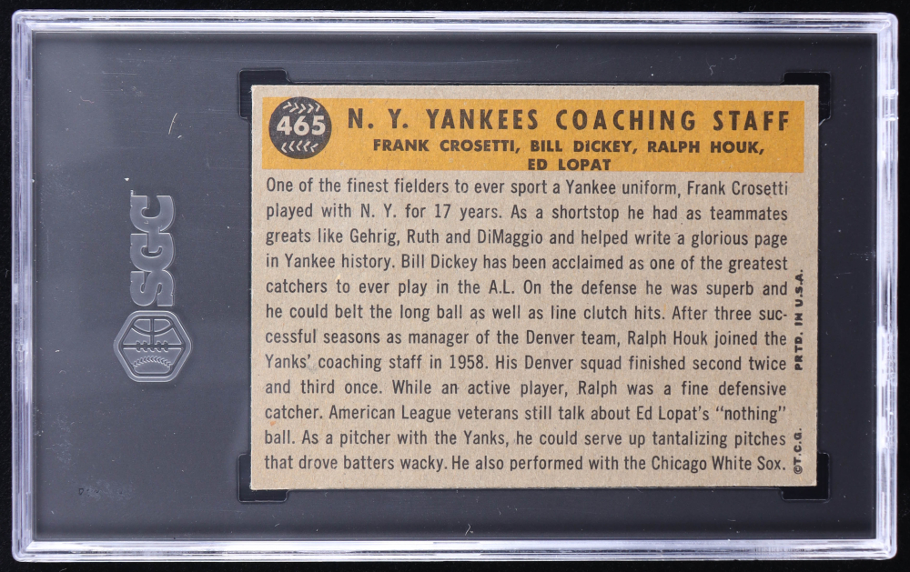 Yankees Coaches 1960 Topps #465 (SGC 3) | Pristine Auction