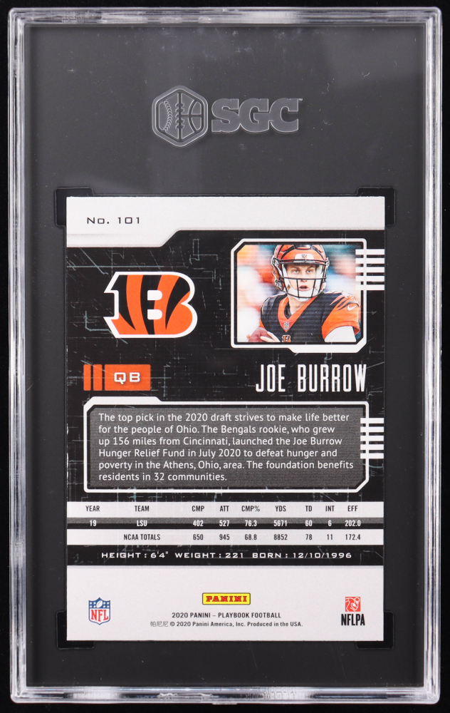 Joe Burrow 2020 Panini Playbook #101 RC (SGC 8.5) | Pristine Auction