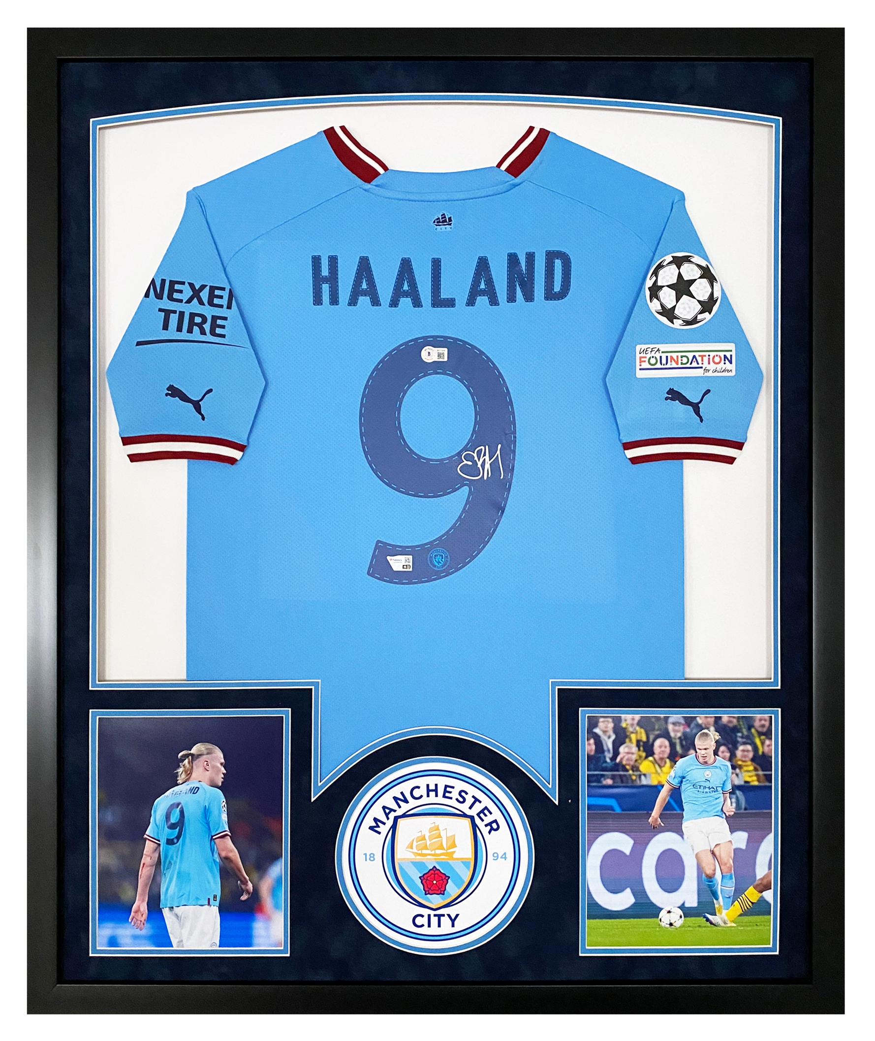Erling Haaland Signed Manchester City Custom Framed LED Jersey Display ...