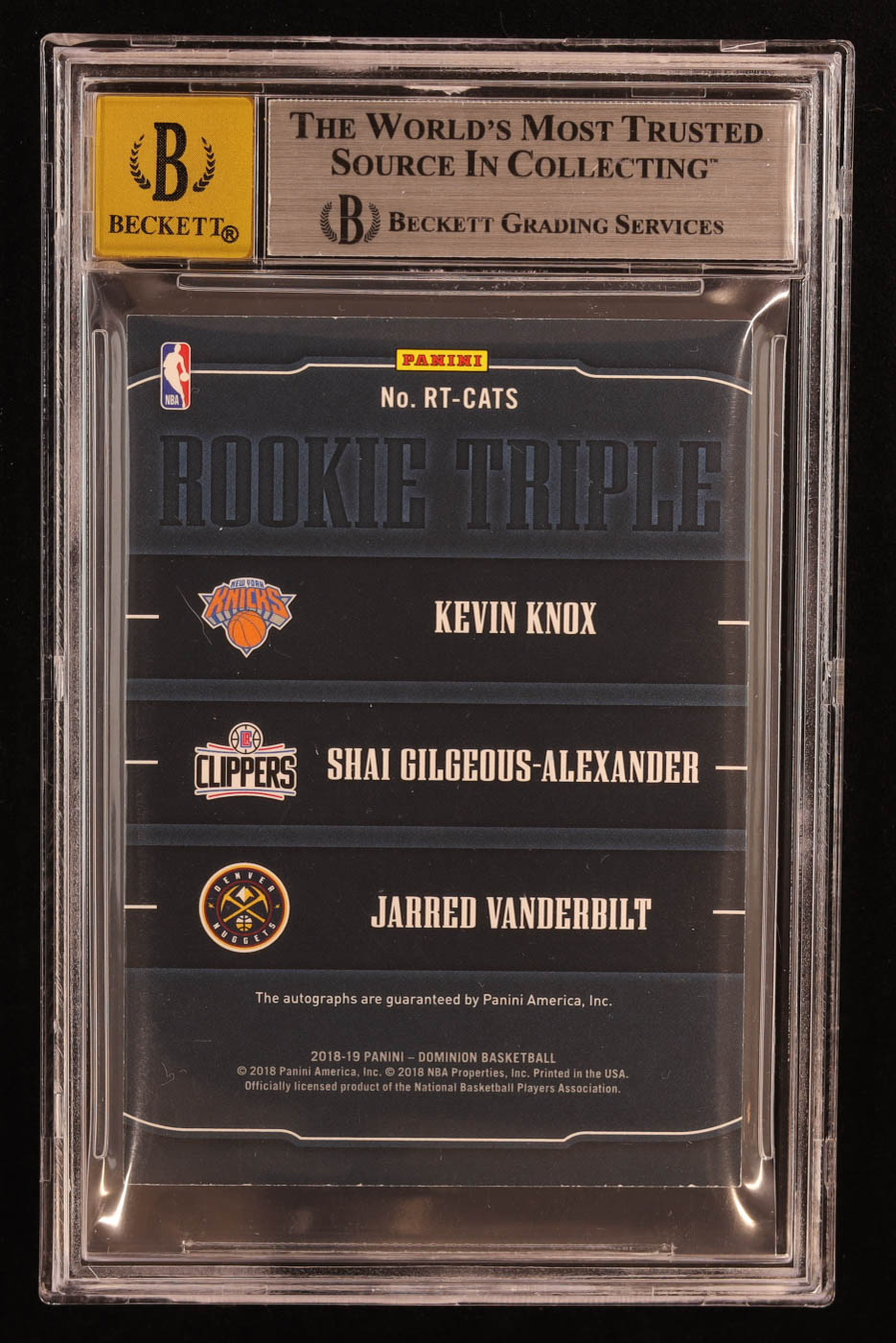 Kevin Knox / Shai Gilgeous-Alexander / Jarred Vanderbilt 2018-19 Panini ...