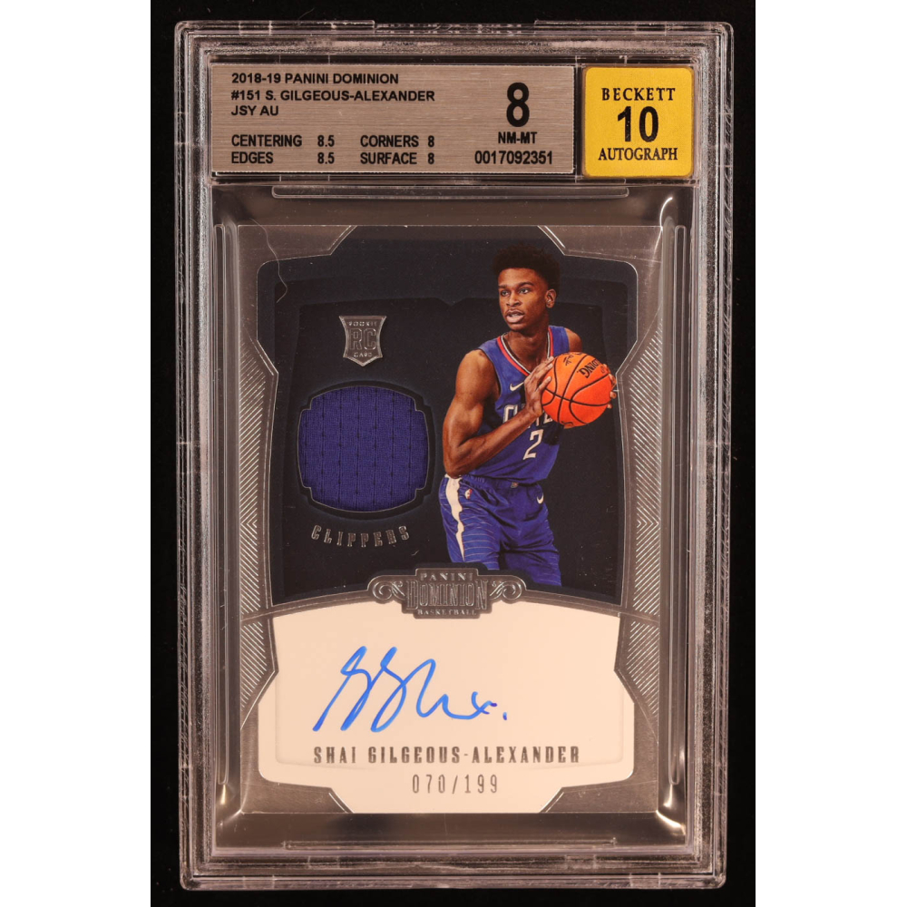 Shai Gilgeous-Alexander 2018-19 Panini Dominion #151 JSY AU RC #070/199 ...