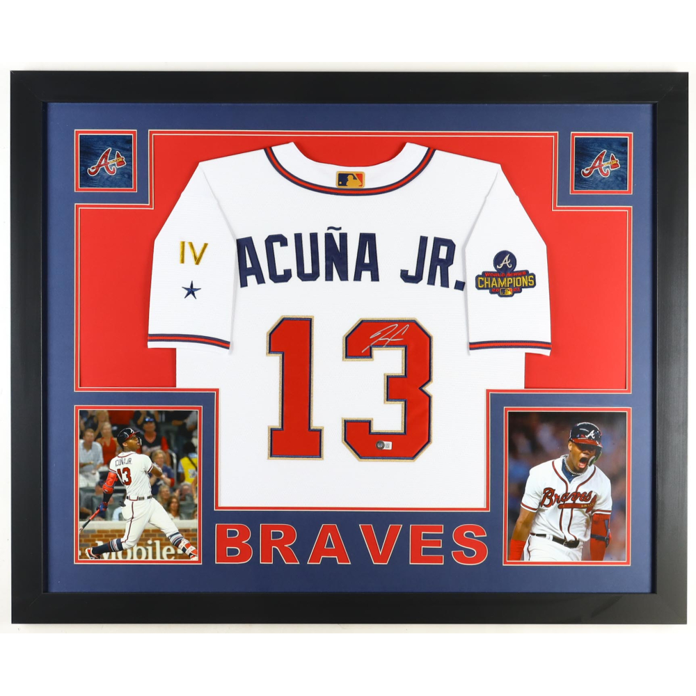 Ronald Acuna Jr. Signed Custom Framed Jersey Display (Beckett ...