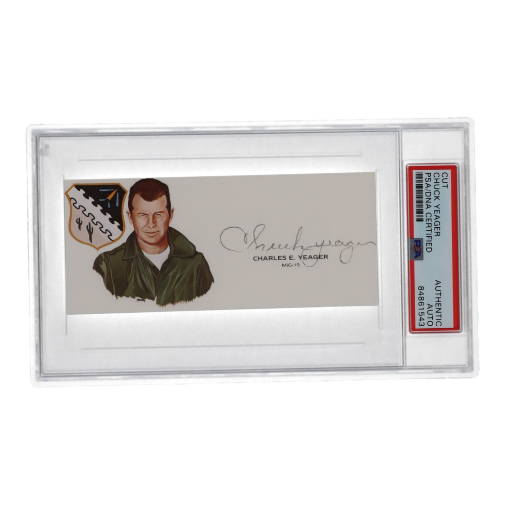 Chuck Yeager Signed Cut with Portrait (PSA) | Pristine Auction