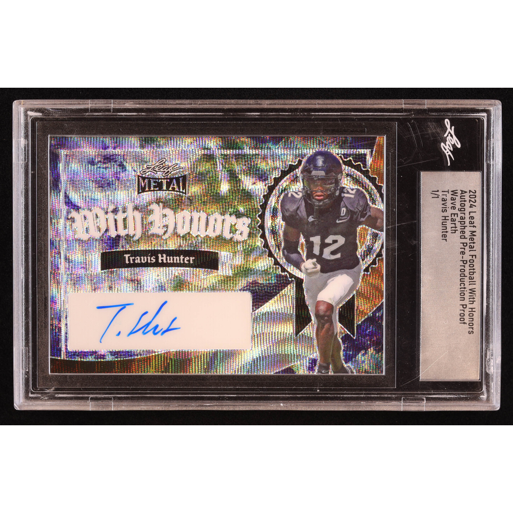 Travis Hunter 2024 Leaf Metal With Honors Autograph Wave Earth Pre ...