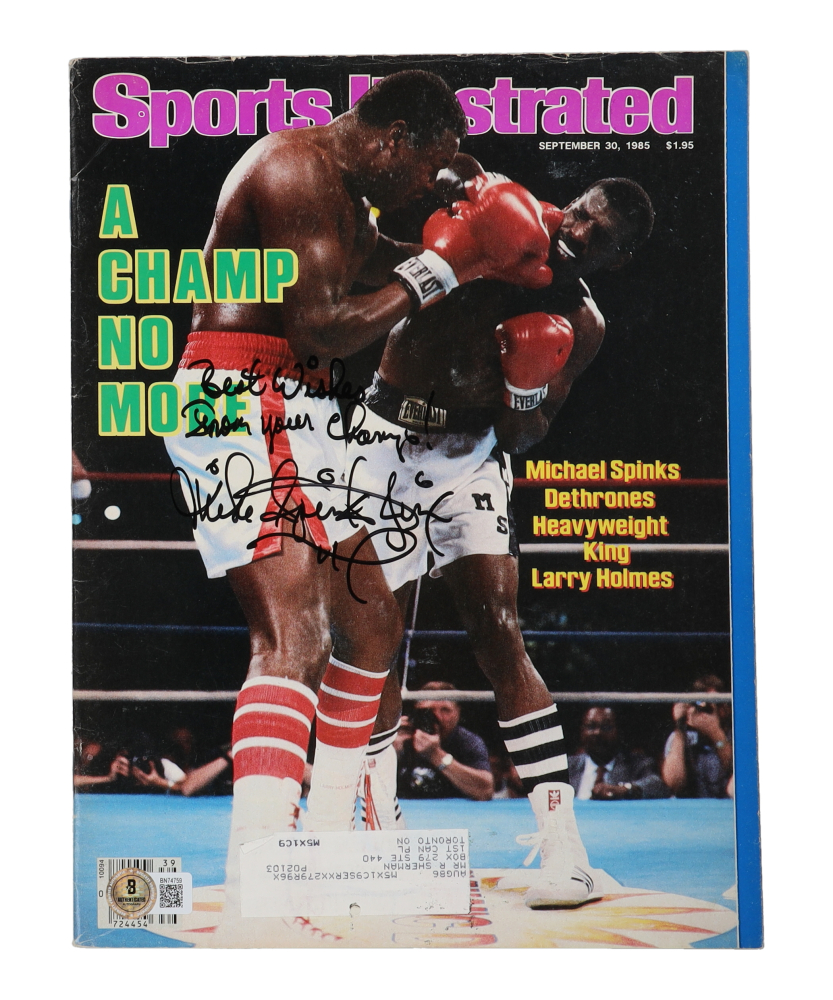 Michael "Jinx" Spinks Signed 1985 Sports Illustrated Magazine Inscribed "Best Wishes From Your ...