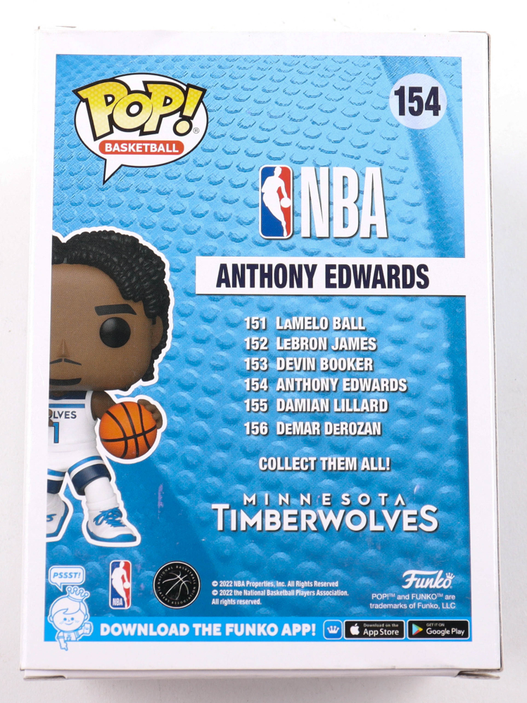 Anthony Edwards Signed Timberwolves #154 Funko Pop! Vinyl Figure ...