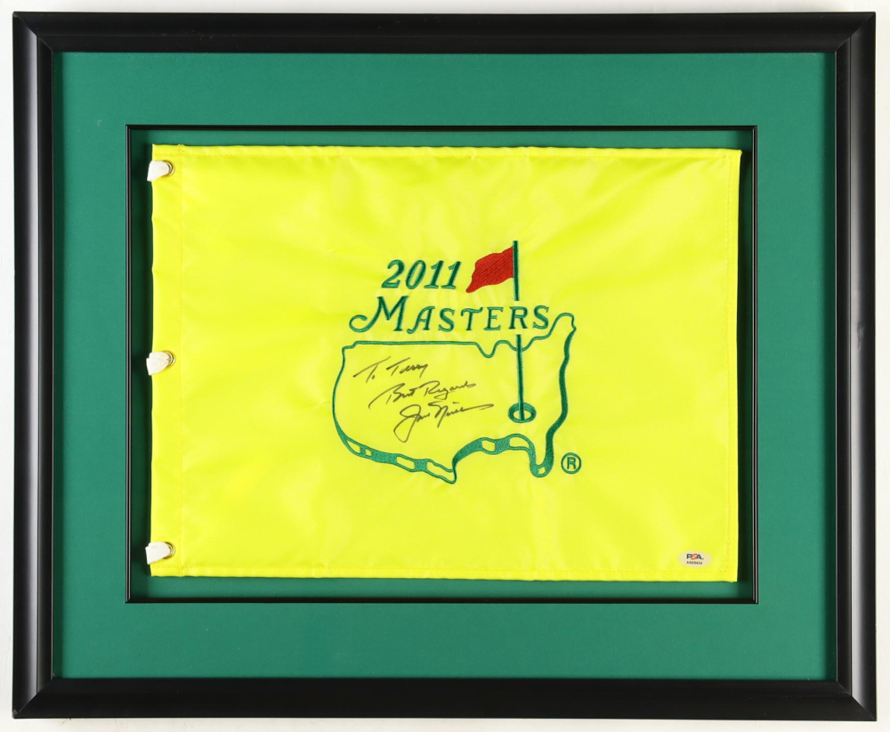 Jack Nicklaus Signed 2011 Masters Custom Framed Pin Flag Display ...
