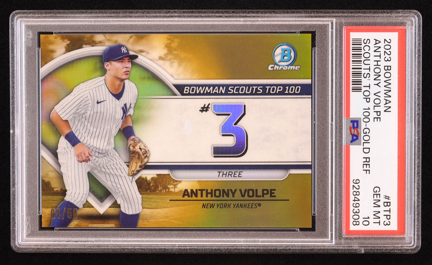 Anthony Volpe 2023 Bowman Chrome Scouts Top 100 Gold Refractors #BTP3 ...
