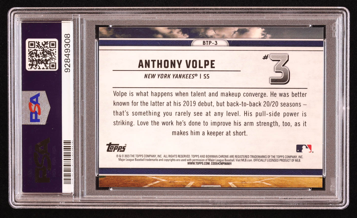 Anthony Volpe 2023 Bowman Chrome Scouts Top 100 Gold Refractors #BTP3 ...