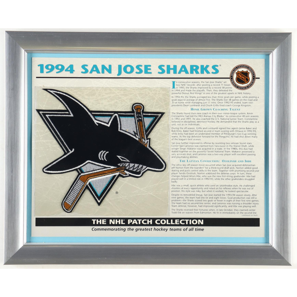 1994 Sharks NHL Patch Collection Commemorative Stat Card With Cloth ...