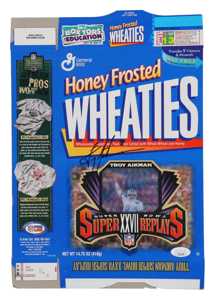 Troy Aikman Signed Super Bowl XXVII Super Replays Honey Frosted ...