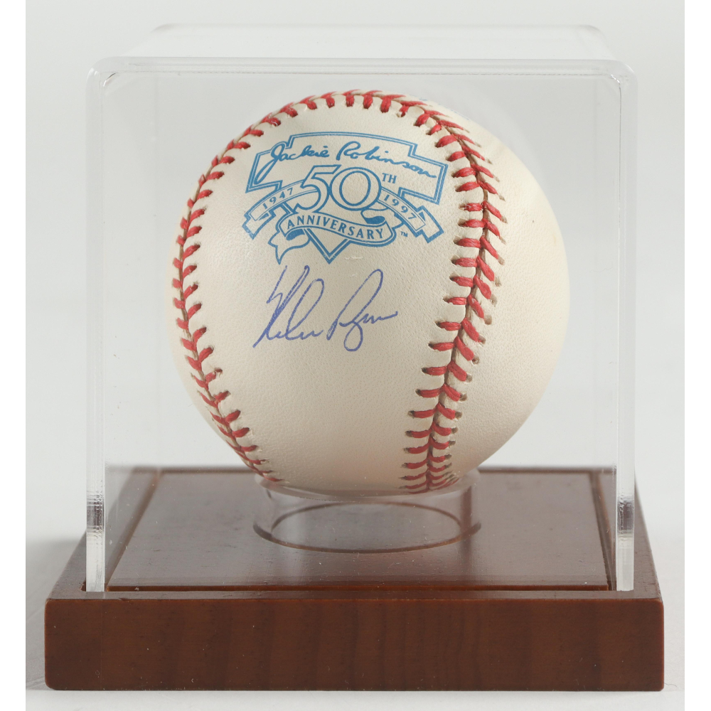 Nolan Ryan Signed OAL Jackie Robinson 50th Anniversary Logo Baseball With Display Case (PSA ...