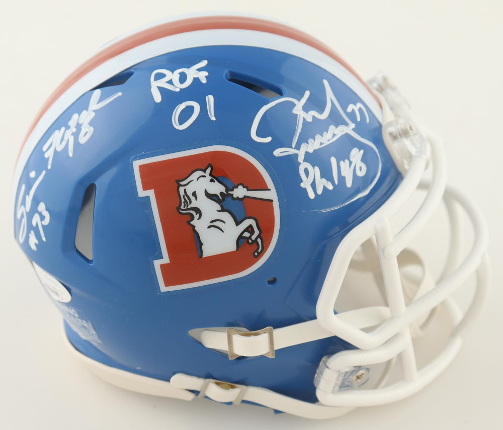 Simon Fletcher & Karl Mecklenburg Signed Broncos Throwback Mini Helmet ...