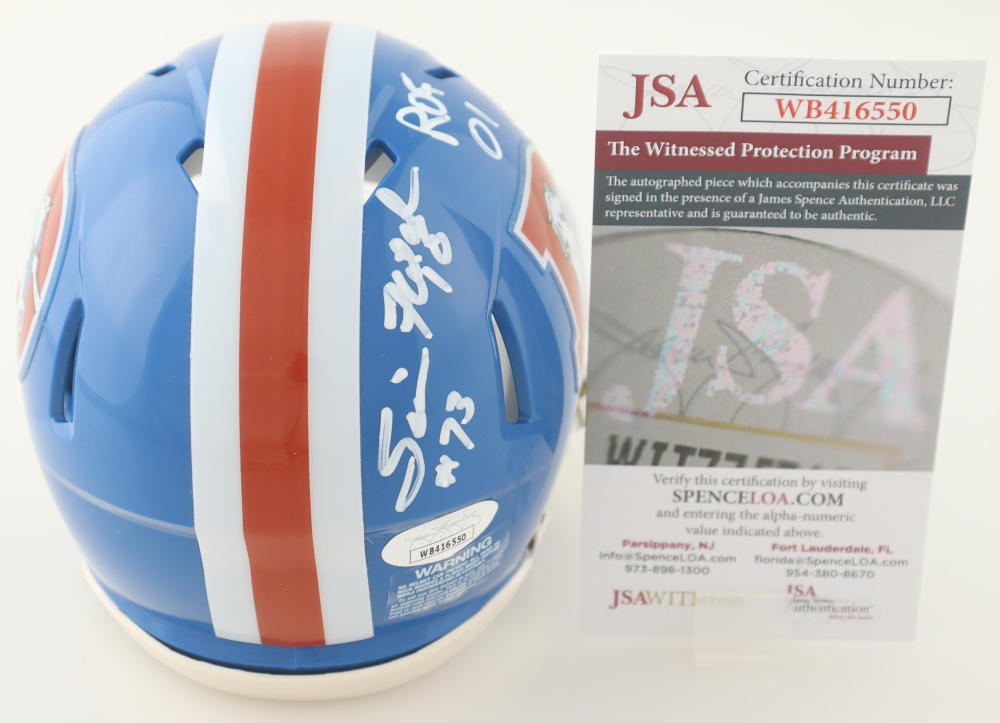 Simon Fletcher & Karl Mecklenburg Signed Broncos Throwback Mini Helmet ...