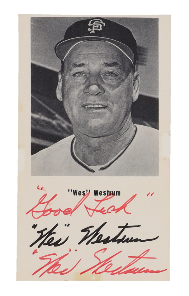 Wes Westrum Signed Giants 3x5 Photo Inscribed "Good Luck" (JSA ...