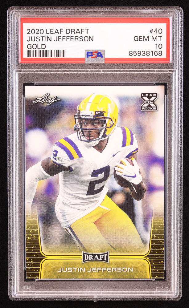 Justin Jefferson 2020 Leaf Draft Gold #40 RC (PSA 10) | Pristine Auction