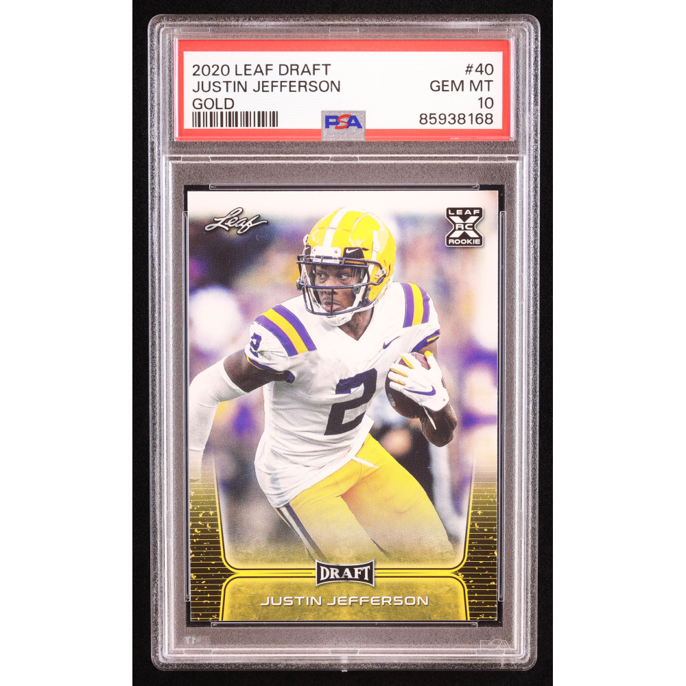 Justin Jefferson 2020 Leaf Draft Gold #40 RC (PSA 10) | Pristine Auction