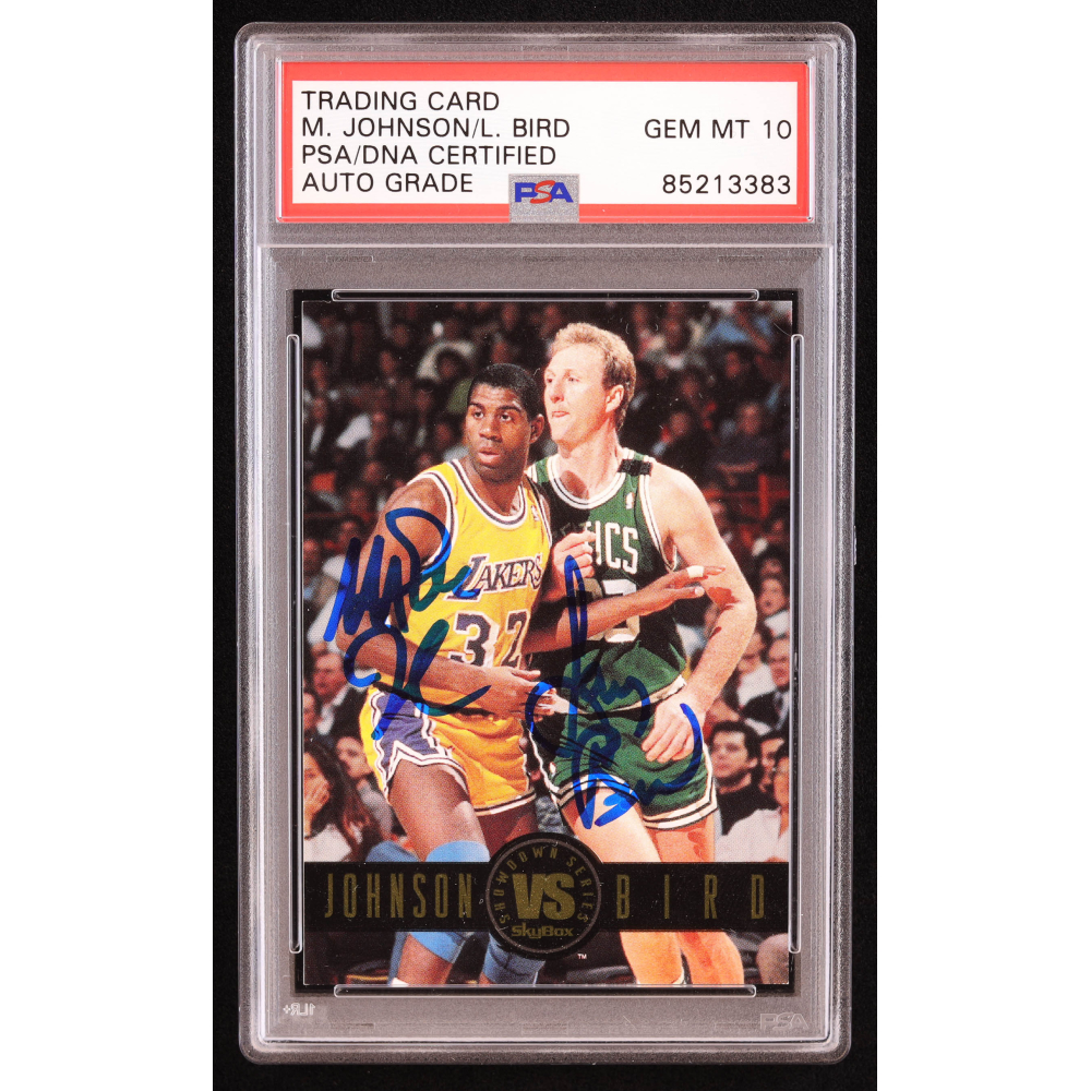 Magic Johnson & Larry Bird Signed 1993-94 SkyBox Premium Showdown Series #SS12 (PSA | Auto 10 ...