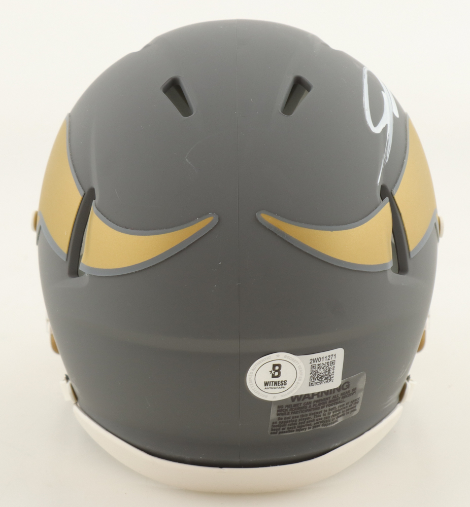 Jordan Addison Signed Vikings Slate Alternate Speed Mini Helmet ...