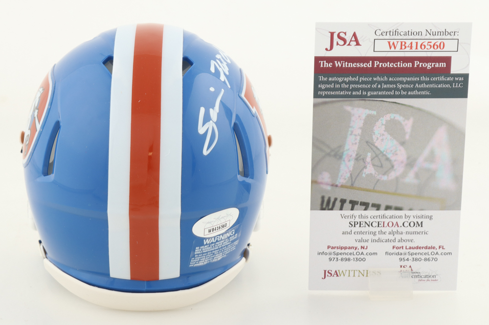 Simon Fletcher Signed Broncos Throwback Speed Mini Helmet (JSA ...