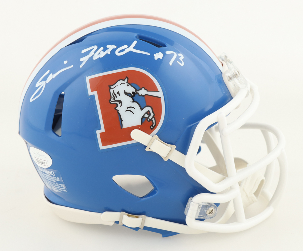 Simon Fletcher Signed Broncos Throwback Speed Mini Helmet (JSA ...