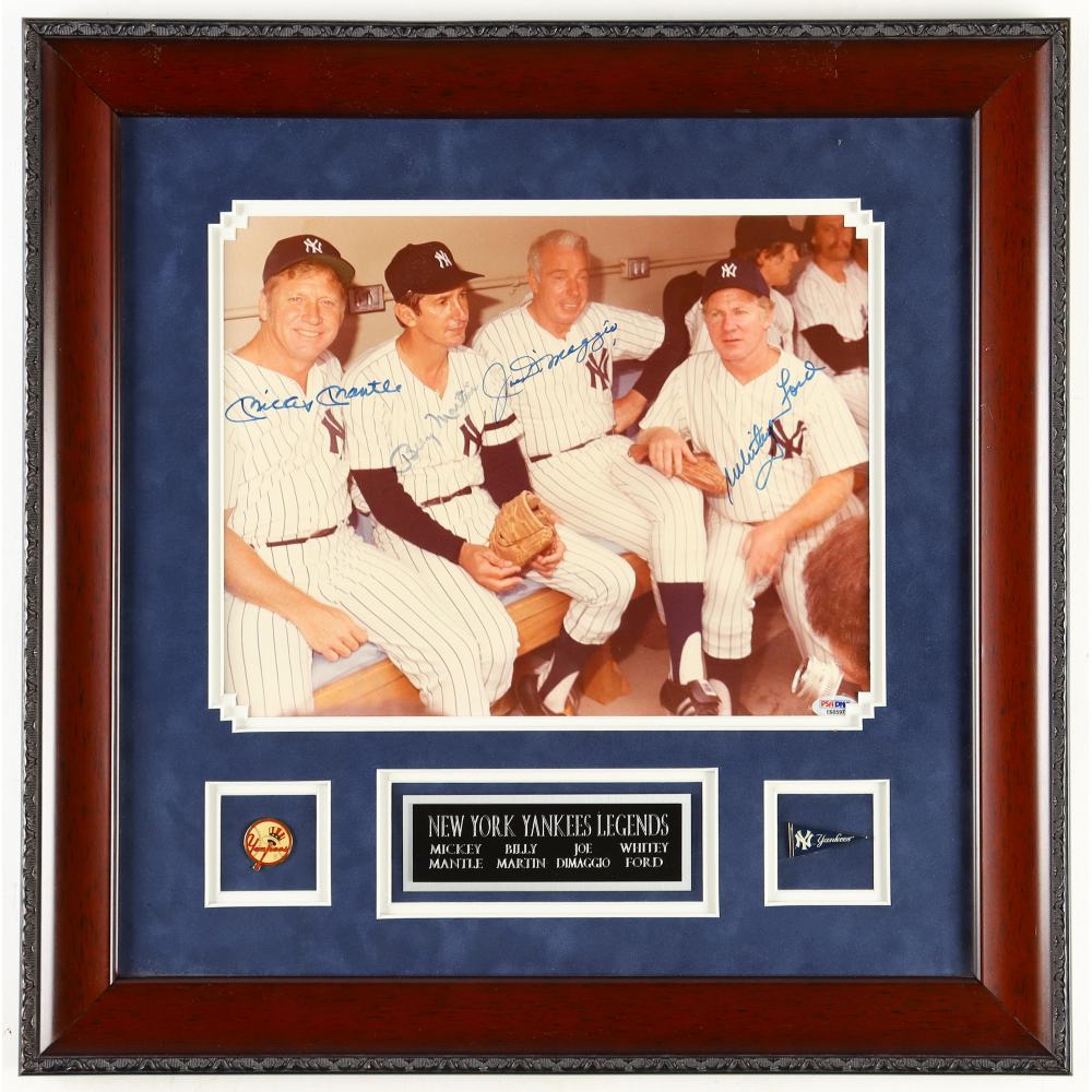 Yankees Legends Custom Framed Photo Signed By (4) with Mickey Mantle ...